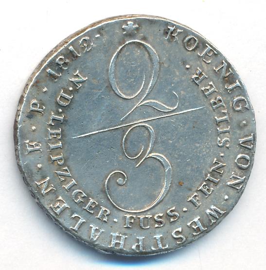 2/3 талера. Вестфалия, Жером Наполеон. 1812