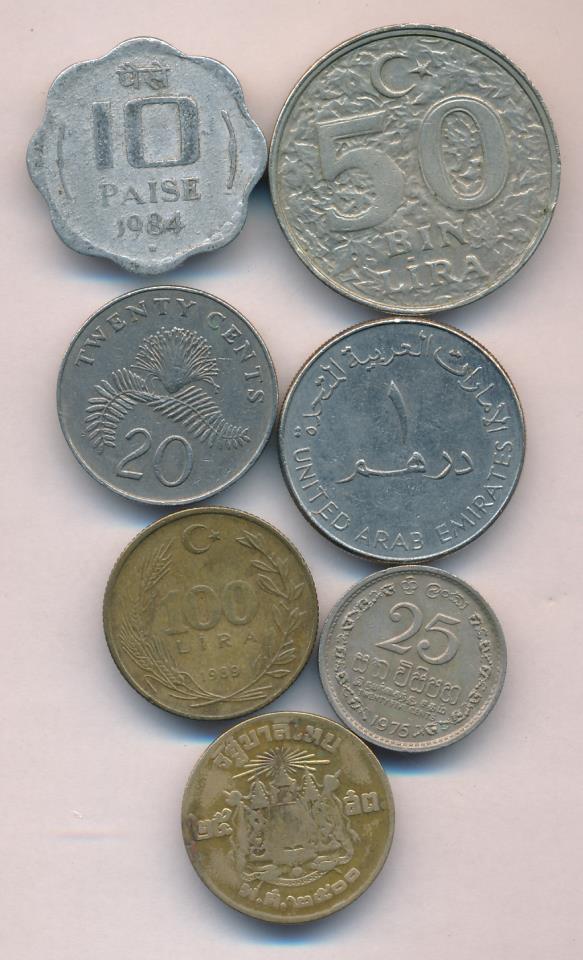 Лот монет Азия (7шт).
